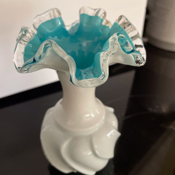 Fenton | Accents | Vintage Fenton Glass Silver Jamestown Blue Wave ...